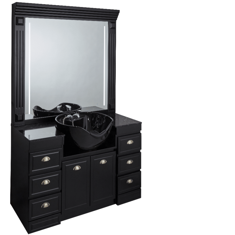 The Brazil Barber Unit - Black with Basin and Black Pattern Natural ...