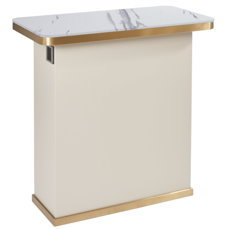 The Isla Make Up Table - Ivory & Gold with White Pattern Natural Stone ...