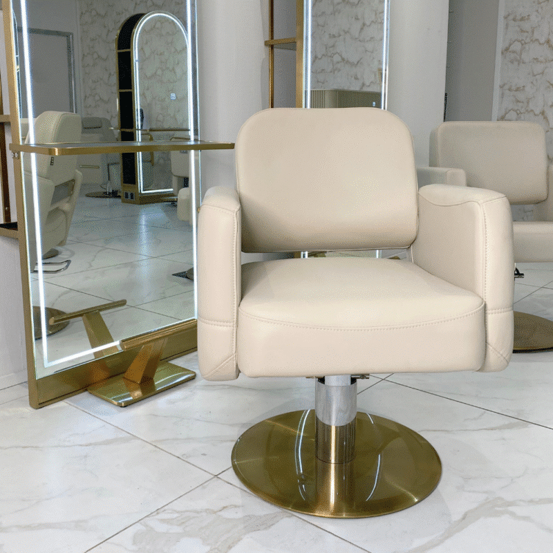 The Indie Salon Styling Chair - Ivory & Gold by SEC - Salon Equipment ...