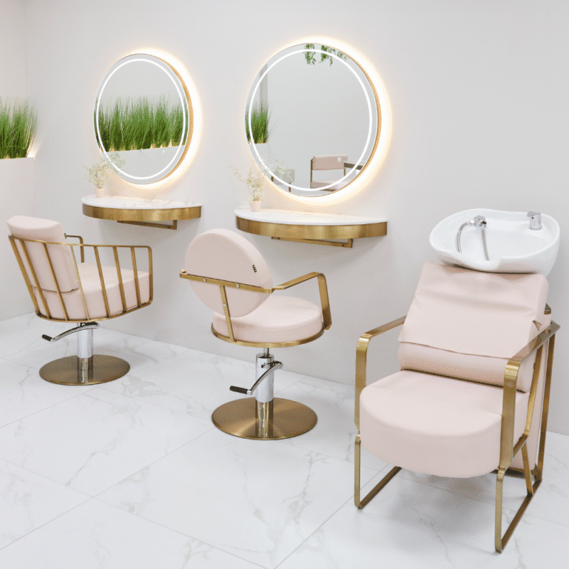 The Bali Salon Styling Unit - Gold with White Gold Natural Stone Top by ...