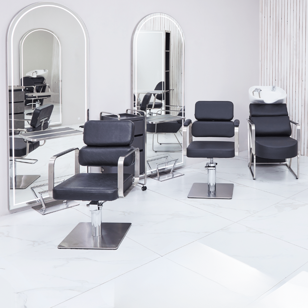 The Rosie Salon Styling Chair - Black & Silver by SEC - Salon Equipment ...